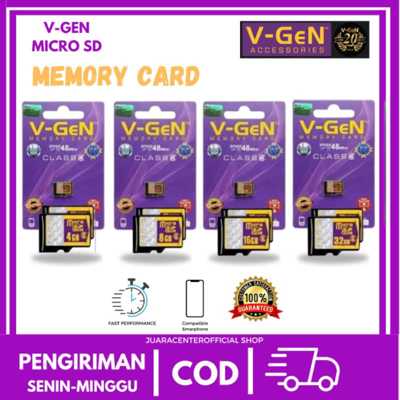 Jual Memory V-GEN 4GB 8GB 16GB 32GB 64GB CLASS 6 speed upto 48Mbps ...