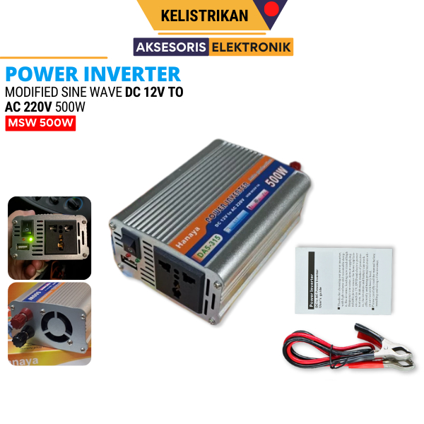 Jual HANAYA 500 Watt Inverter Mobil 12V ke 220V DC ke AC Non PSW/Pure Sine Wave - Silver ...