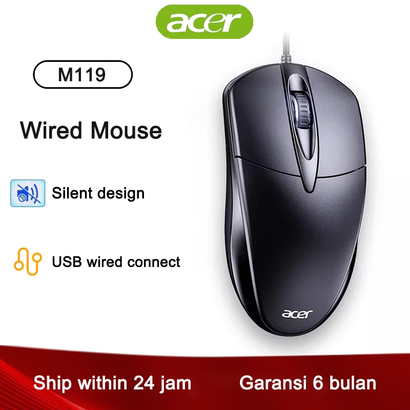 Jual Mouse Kabel Silent Acer M119 Cocok Untuk Desktop Laptop Mice Wired ...