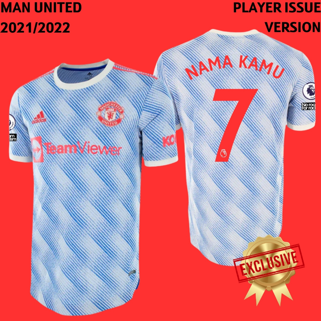 Jual Jersey Manchester United 2021 2022 Away Baju Bola MU Biru Fans ...