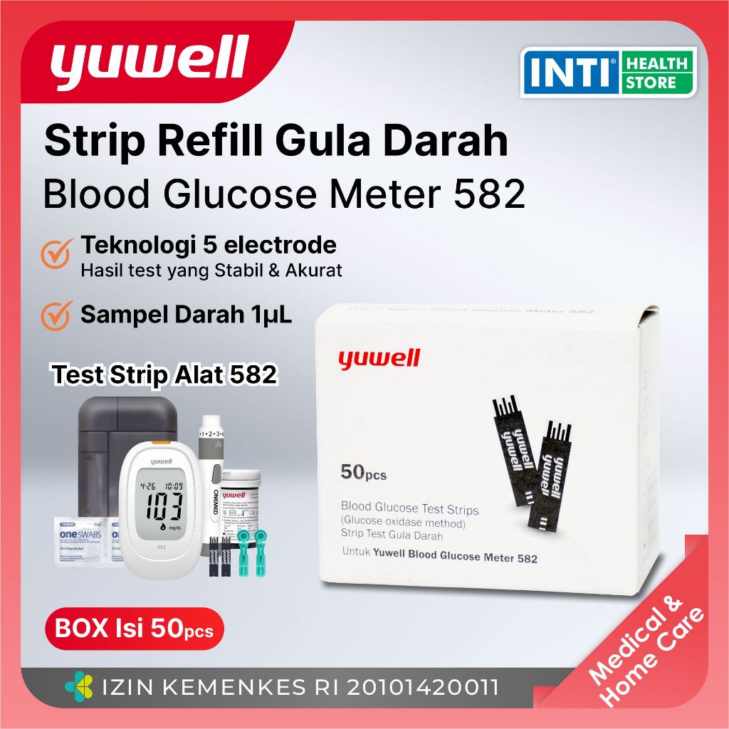 Jual Yuwell | Strip Refill Alat Cek Gula Darah Y330 isi 50pcs | Strip Cek Gula | Blood Glucose ...