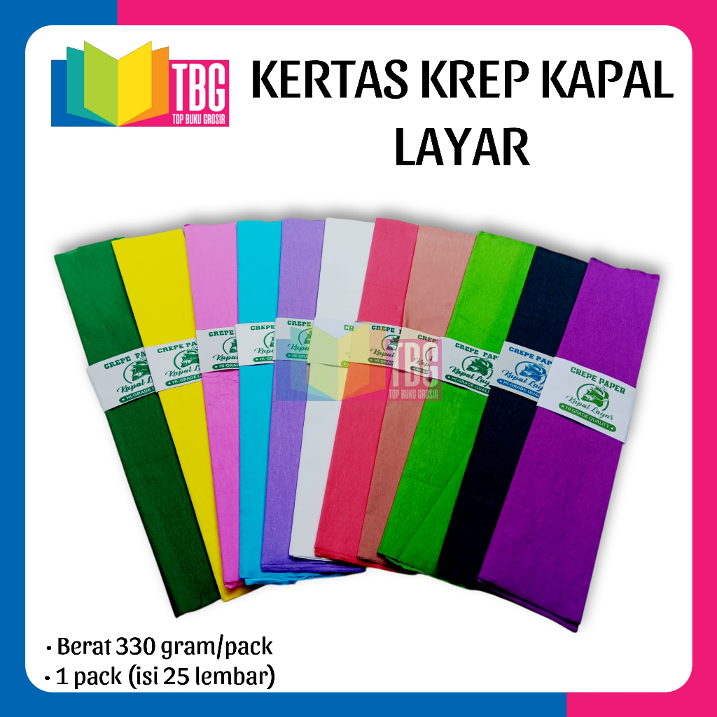 Jual 1 PACK KERTAS KREP KAPAL LAYAR KERTAS CREPE / KERTAS KLOBOT ...