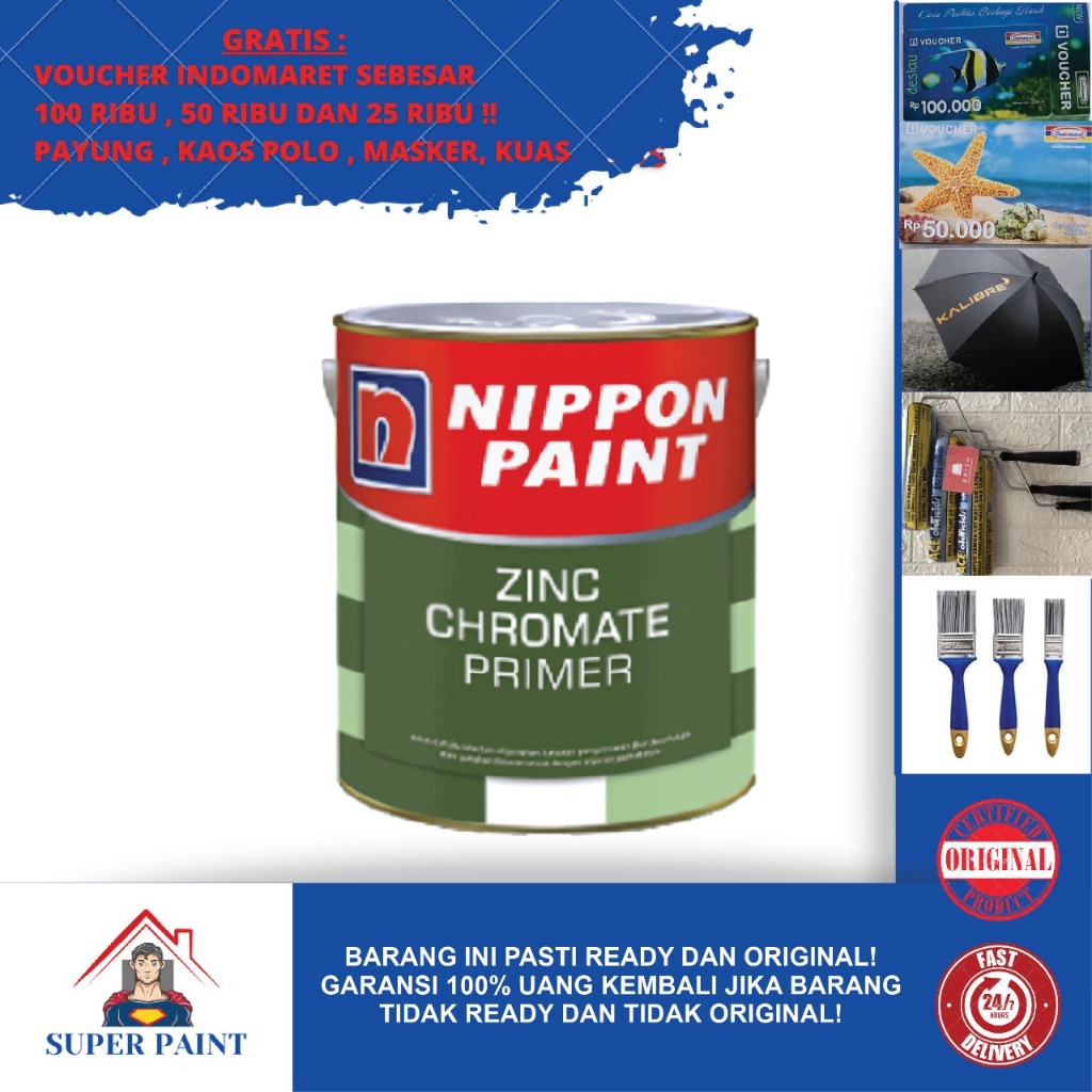 Jual Nippon Paint Zincromate Primer Green Cat Dasar Besi Anti Karat Pail 25kg | Shopee Indonesia