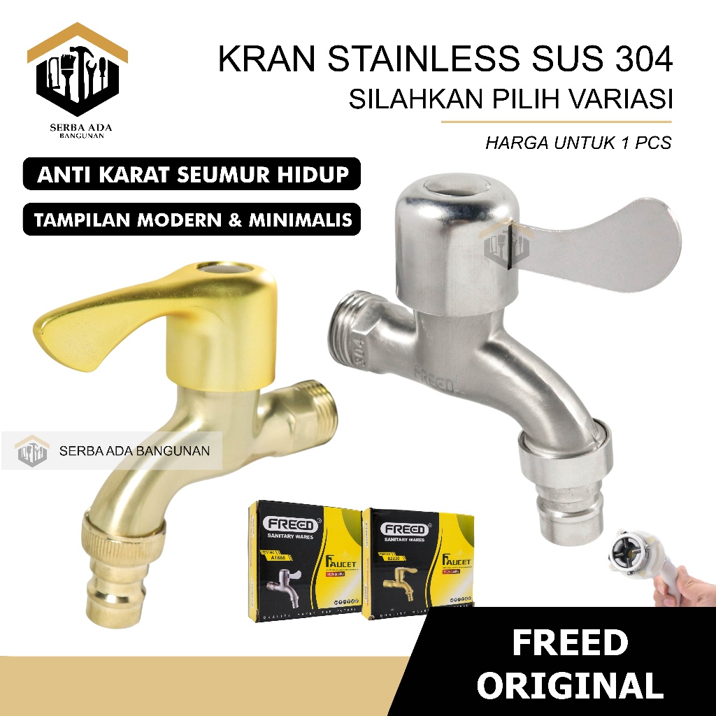 Jual Kran Tembok Taman Engkol Stainless Steel SUS 304 / Kran Air Tembok ...