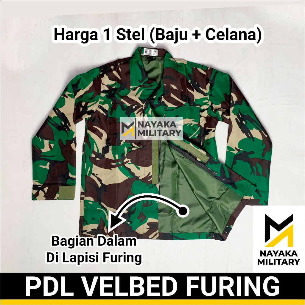 Jual Seragam Velbed Furing Sleting Loreng Malvinas Baju PDL TNI Setelan ...