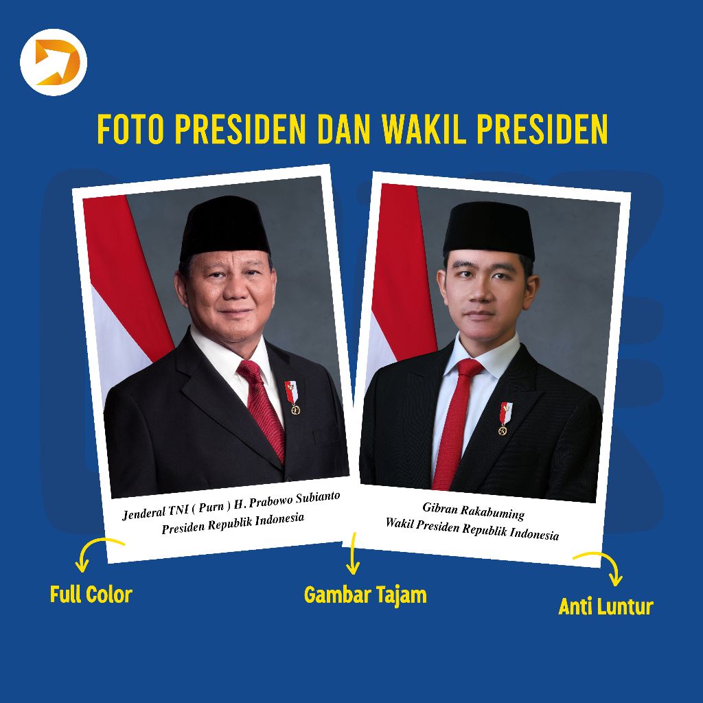 Jual Foto Poster Presiden Wakil Presiden Indonesia 2024 - 2029 Prabowo Gibran, Lambang Garuda ...
