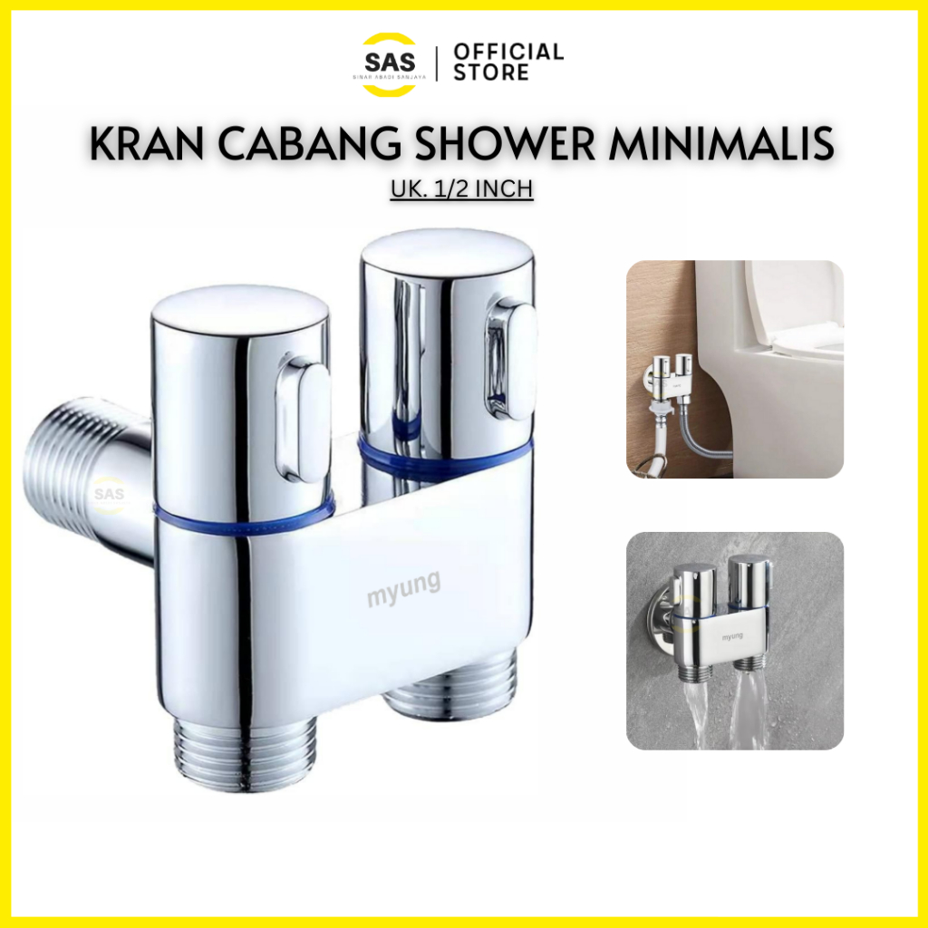 Jual [SAS] Kran Cabang Shower Minimalis Double Stop Kran Myung / Kran Shower Cabang Stainless 1/ ...