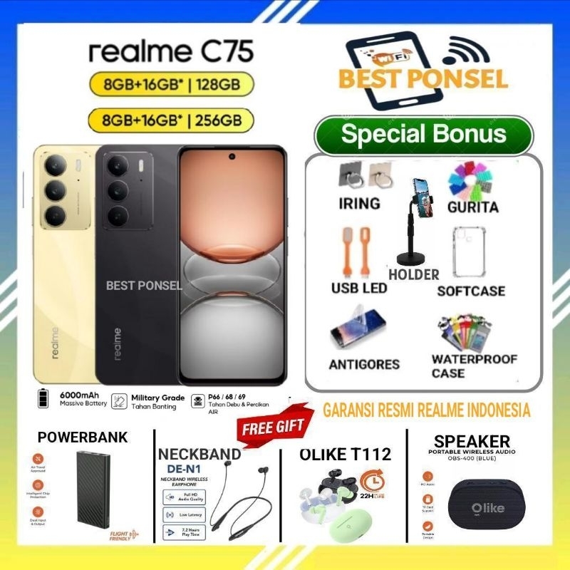Jual REALME C75 Nfc RAM 8GB+128GB | C75 NFC Ram 8/256GB GARANSI RESMI REALME INDONESIA | Shopee ...