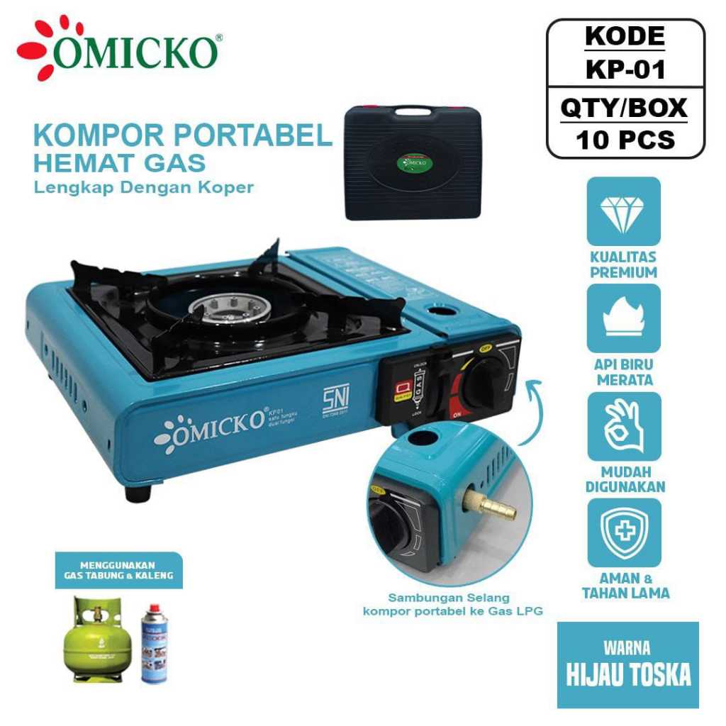 Jual Kompor Gas Mini Portable 1 Tungku SNI Omicko 2 fungsi Gas Kaleng ...
