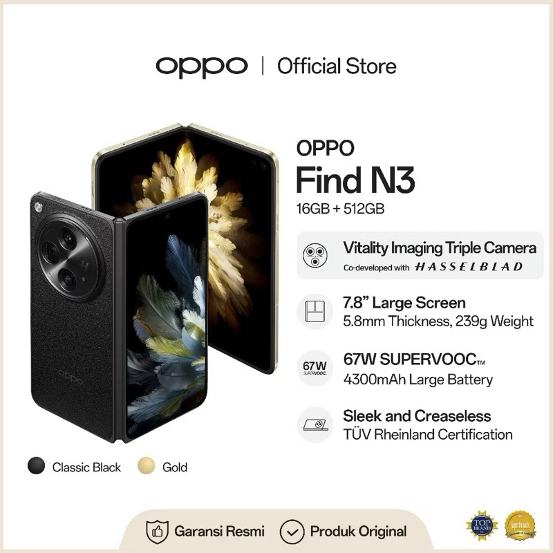 Jual OPPO FIND N3 5G 16/512GB GARANSI RESMI INDONESIA | Shopee Indonesia