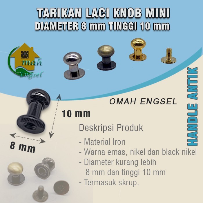 Jual Omah Engsel - [+Skrup] Handle antik 8 x 10 mm A8.B Tarikan laci ...