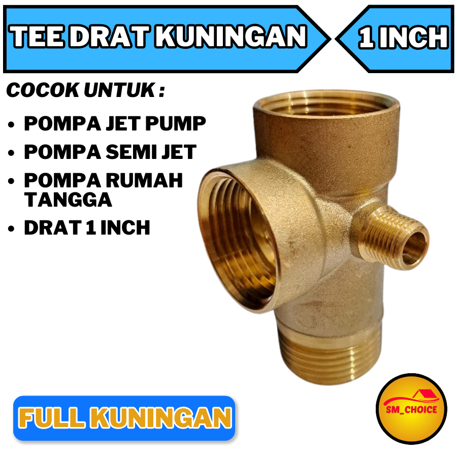 Jual AKENO TEE WAY 4 T 4 WAY JET PUMP 4 CABANG 1 INCH OTOMATIS KUNINGAN ...