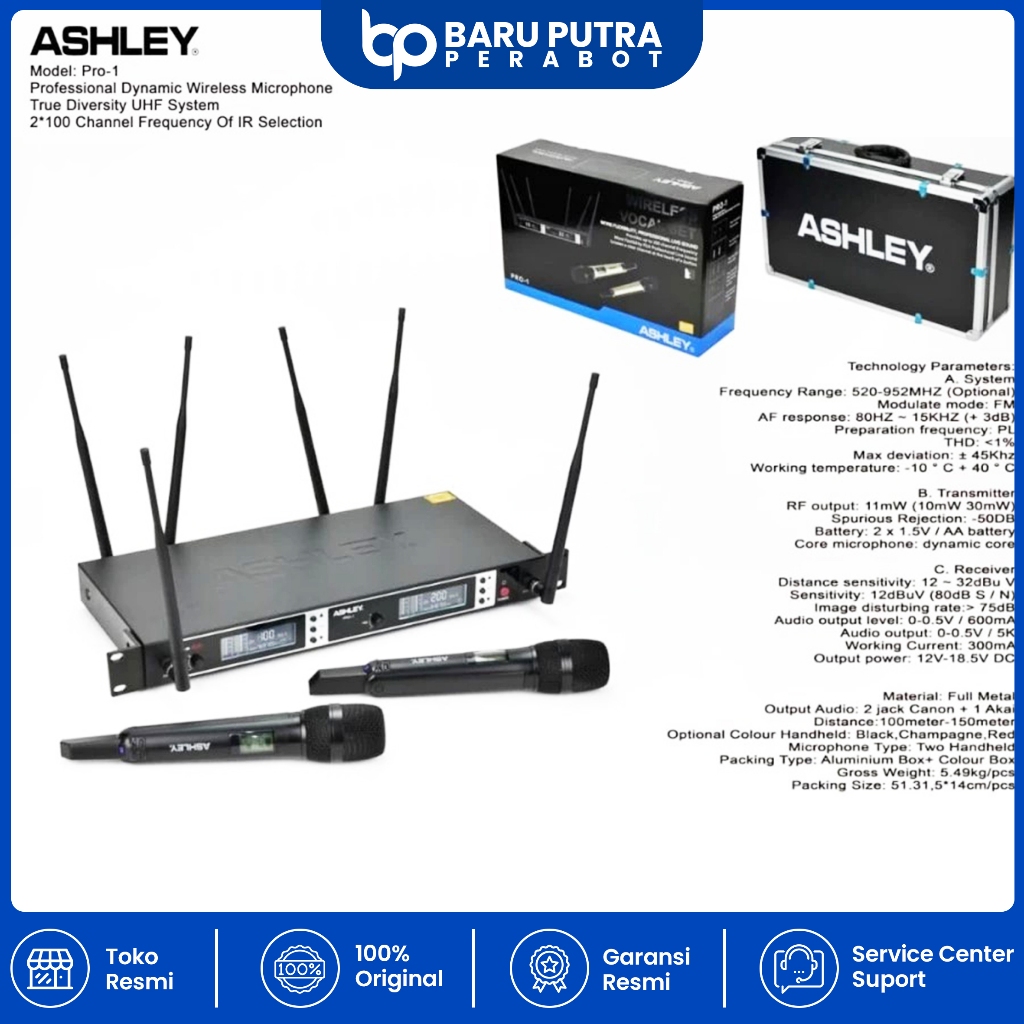 Jual Mic Wireless ASHLEY Pro 1 ( Handheld ) Multi Channel / Pro-1 ...