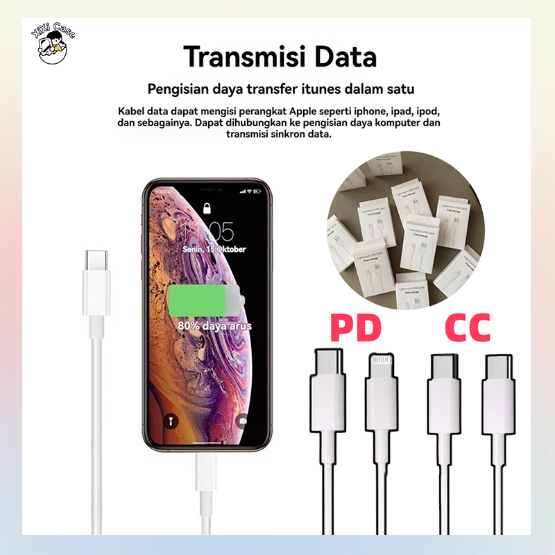 Jual Xixi Case Baslike Kabel Charger iPhone Fast Charging Type C PD 20W & kabel data Type C to ...