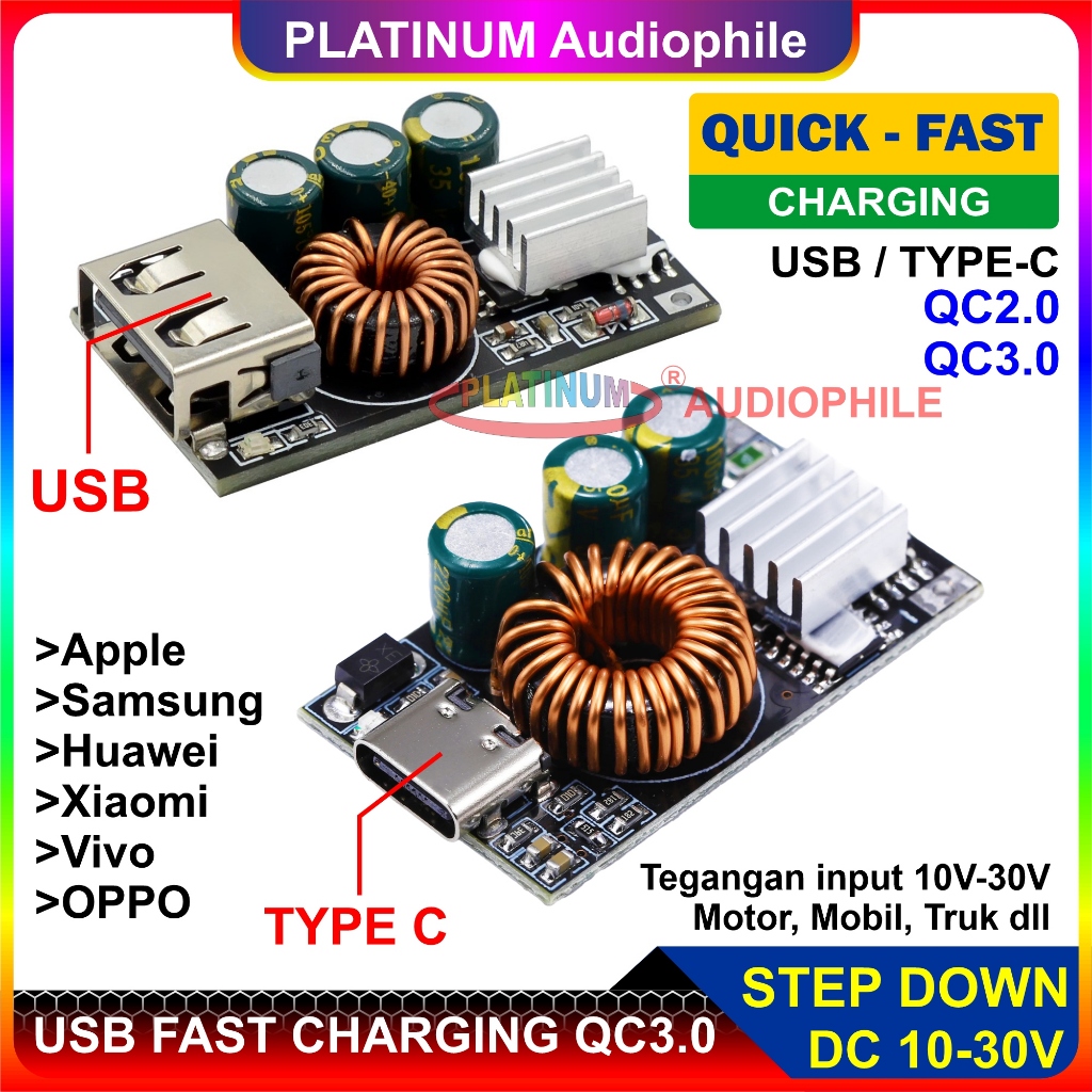 Jual Modul Fast Charging USB Type C 5V 9V 12V 30W Quick Charger QC2.0 ...