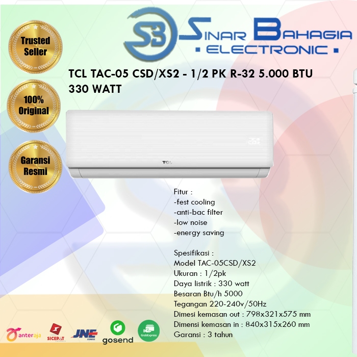 Jual TCL TAC-05 CSD/XS2 - 1/2 PK R-32 5.000 BTU 330 WATT (NEW) (KHUSUS BANDUNG) | Shopee Indonesia