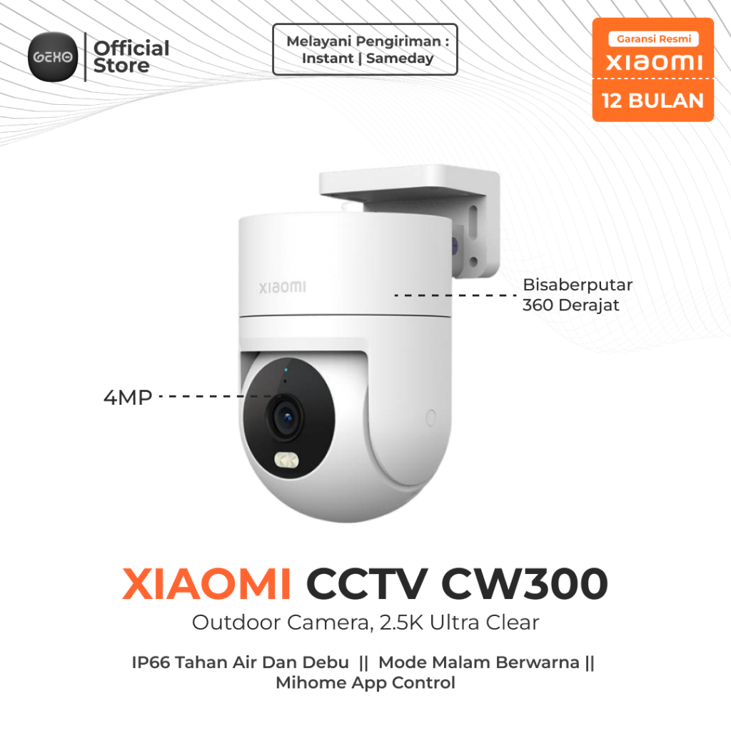 Jual Xiaomi Outdoor Camera CW300 2.5K CCTV Outdoor WiFi IP66 Garansi ...