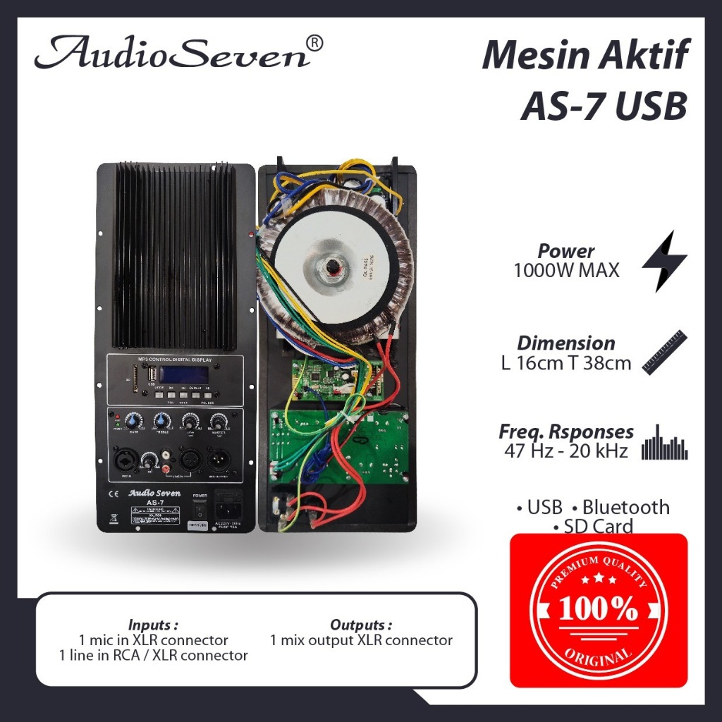 Jual Kit Speaker Aktif Monitor Audio Seven AS7 AS-7 USB 16x38 1000 Watt ...