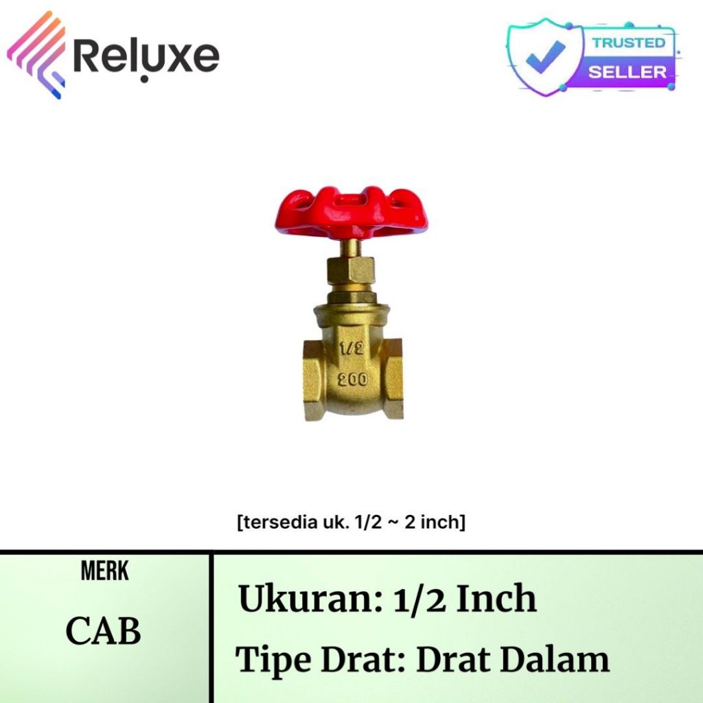 Jual CAB Gate Valve / Stop Kran Kuningan Ukuran 1/2 - 3/4 - 1 Inch | Shopee Indonesia