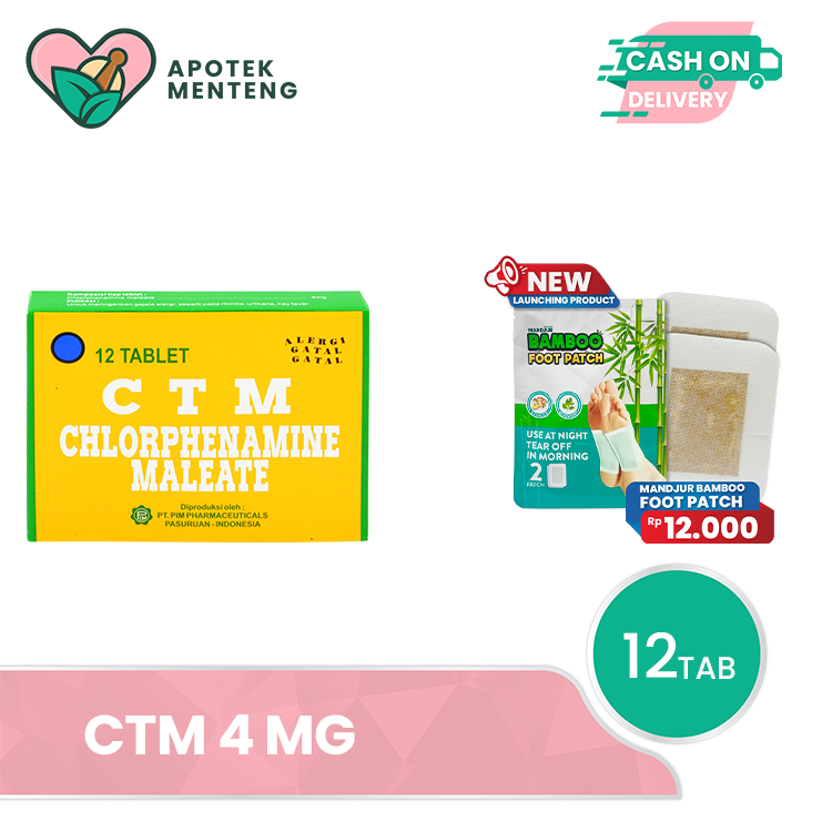 Jual CTM 4 Mg 12 Tablet - Obat Alergi Rhinitis Gatal Gatal dan Biduran ...