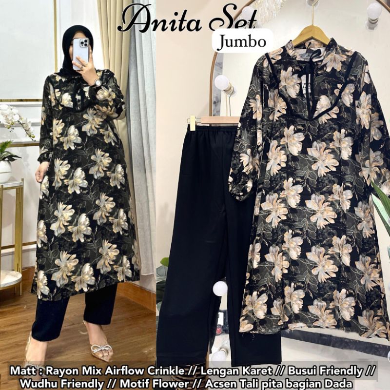 Jual One Set Long Tunik Rayon,Set LongTunik Flower (Standart dan Jumbo ...