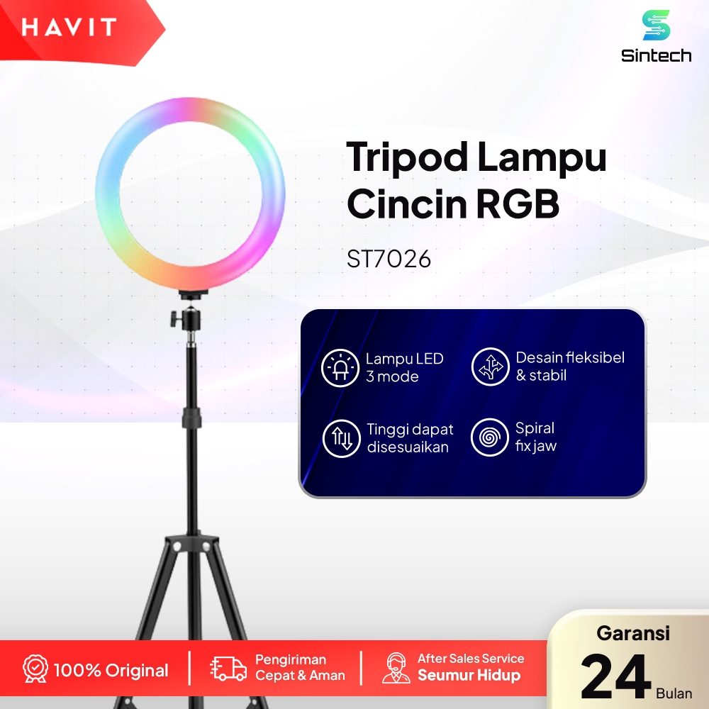 Jual Havit - Tripod Ring Light ST7026 Hitam 2 in 1 | Flexible and Stable Design | Shopee Indonesia