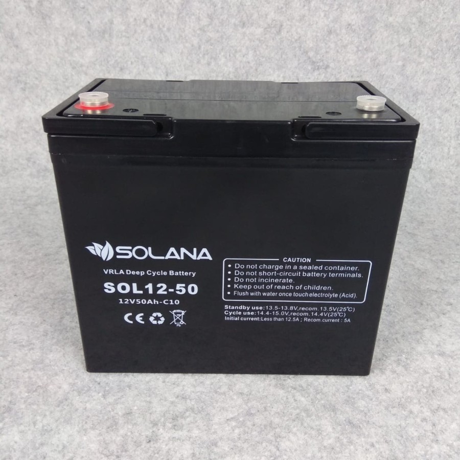 Jual BATTERY VRLA DEEP CYCLE SOLANA 12V 50AH AKI BATERAI ACCU VRLA AGM ...
