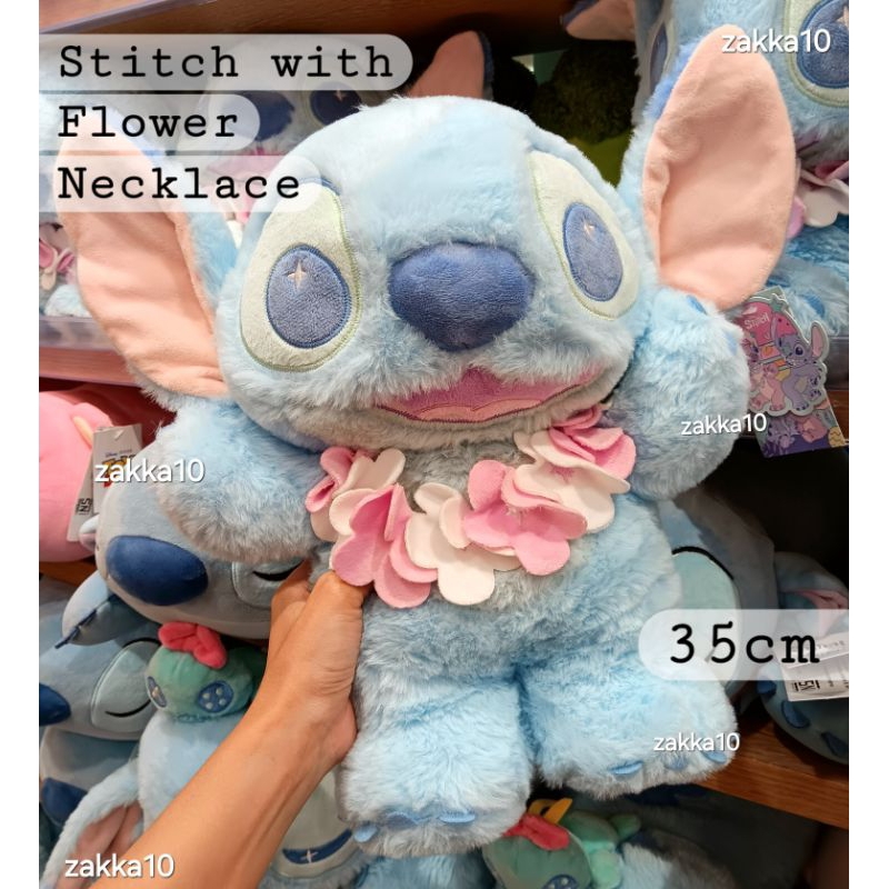 Jual Boneka Stitch with Flower Necklace 35cm Plush Toy Miniso / Lilo ...