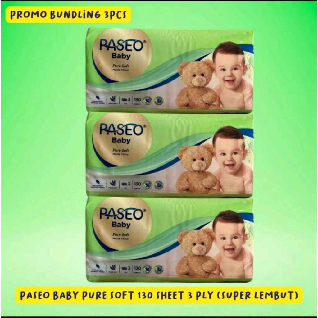 Jual Paseo Baby Tissue Bayi Puresoft Pack 130 Sheets [3 Packs] | Shopee ...