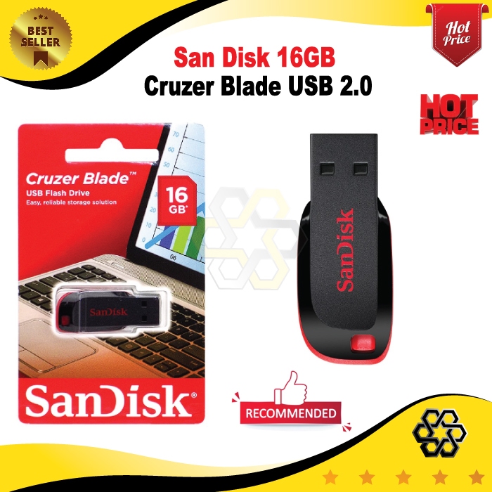 Jual Flashdisk 16GB - San Disk USB 16GB - USB 2.0 Cruzer Blade Original ...