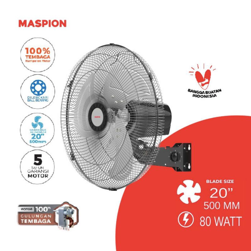 Jual Kipas Angin Dinding Wall Fan Maspion PW-506 W 20 Inch | Shopee ...