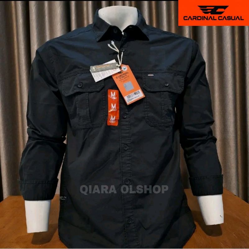 Jual KEMEJA CARDINAL CASUAL REGULER HITAM POLOS | Shopee Indonesia