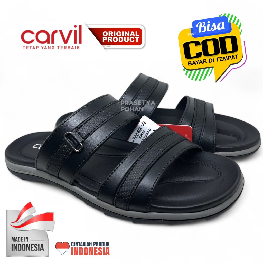 Jual Sandal Kulit Pria Slop Carvil Original - Sendal Slide Pria Kulit ...