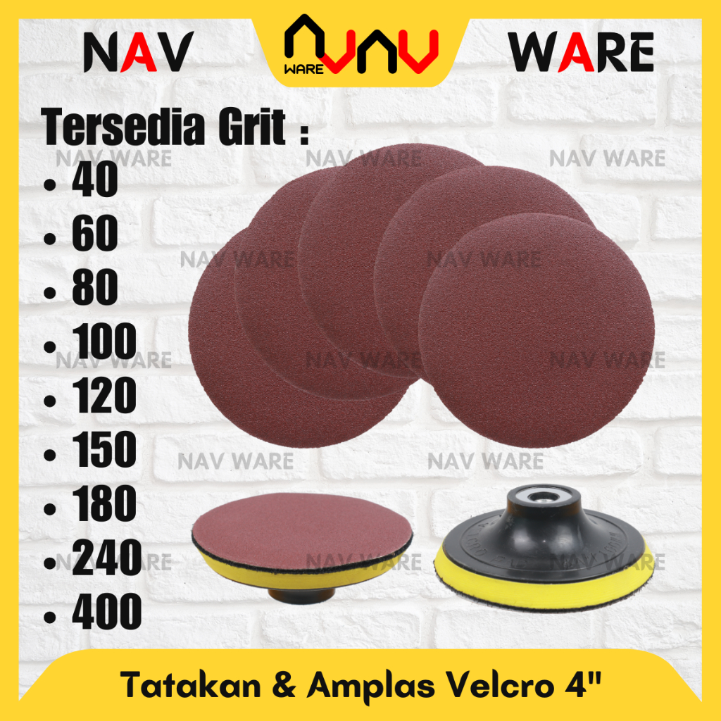Jual Amplas Velcro 4 Inch Bulat Tempel Grit 40 60 80 100 120 150 180 ...