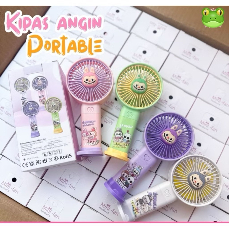 Jual KIPAS ANGIN MINI PORTABLE KARAKTER LABUBU / KIPAS MINI PEGANGAN ...