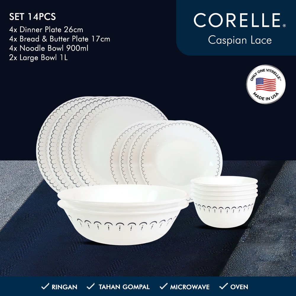 Jual CORELLE Caspian Lace Dinner Set 14 Pcs / 18 Pcs / 22 Pcs Piring ...