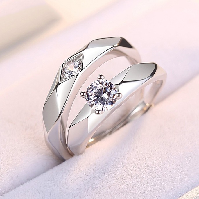 Jual Cincin Couple Berlian Perak S925 Moissanite Berlian GRA Sertifikat Bersertifikat Free Kotak ...