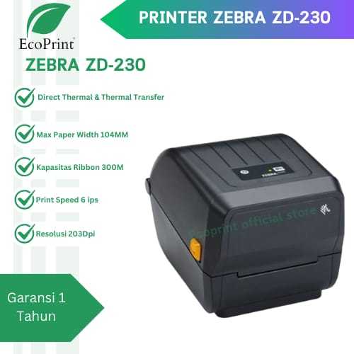 Jual ECOPRINT PROMO BARCODE PRINTER ZEBRA ZD230/ZD-230 PENGGANTI GT-820 ...