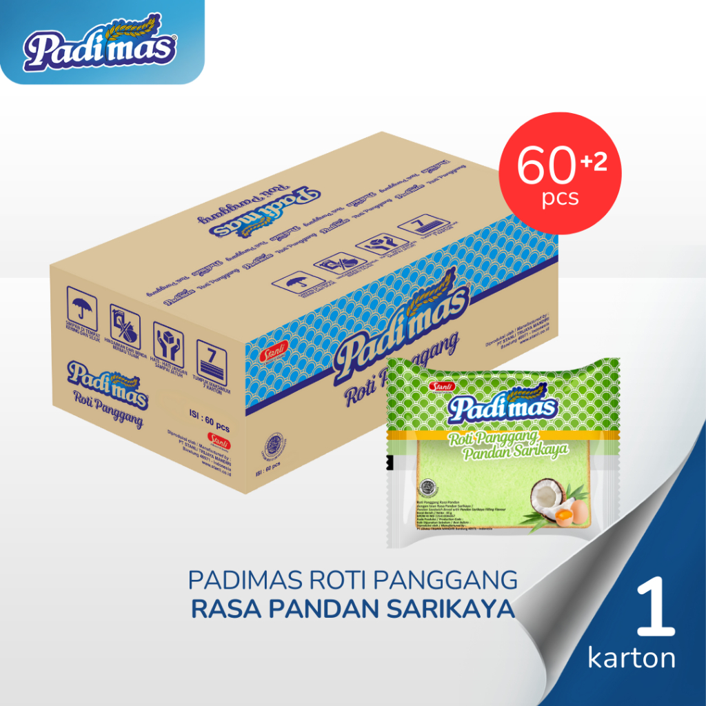 Jual Roti Panggang Padimas Pandan Sarikaya Extra2 Karton | Shopee Indonesia