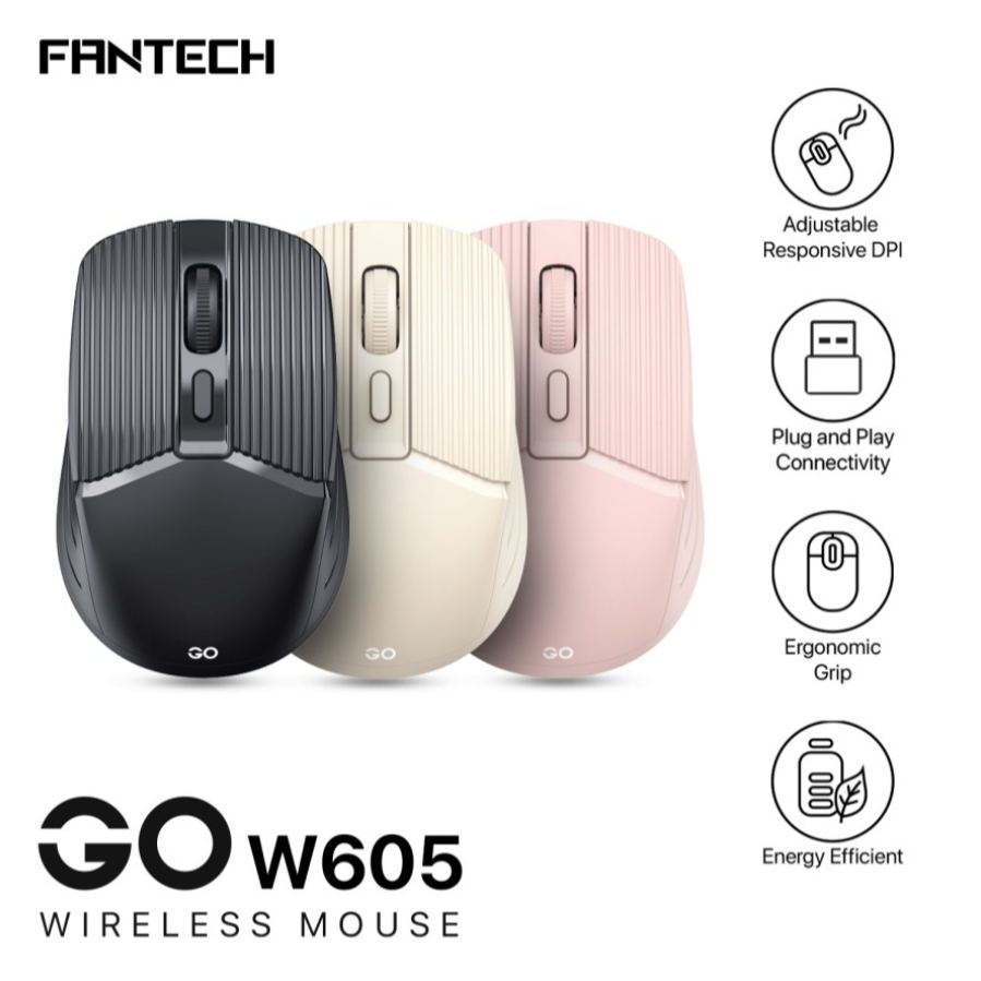 Jual FANTECH GO - MOUSE WIRELESS HIGH DPI - W605 - BEIGE | Shopee Indonesia