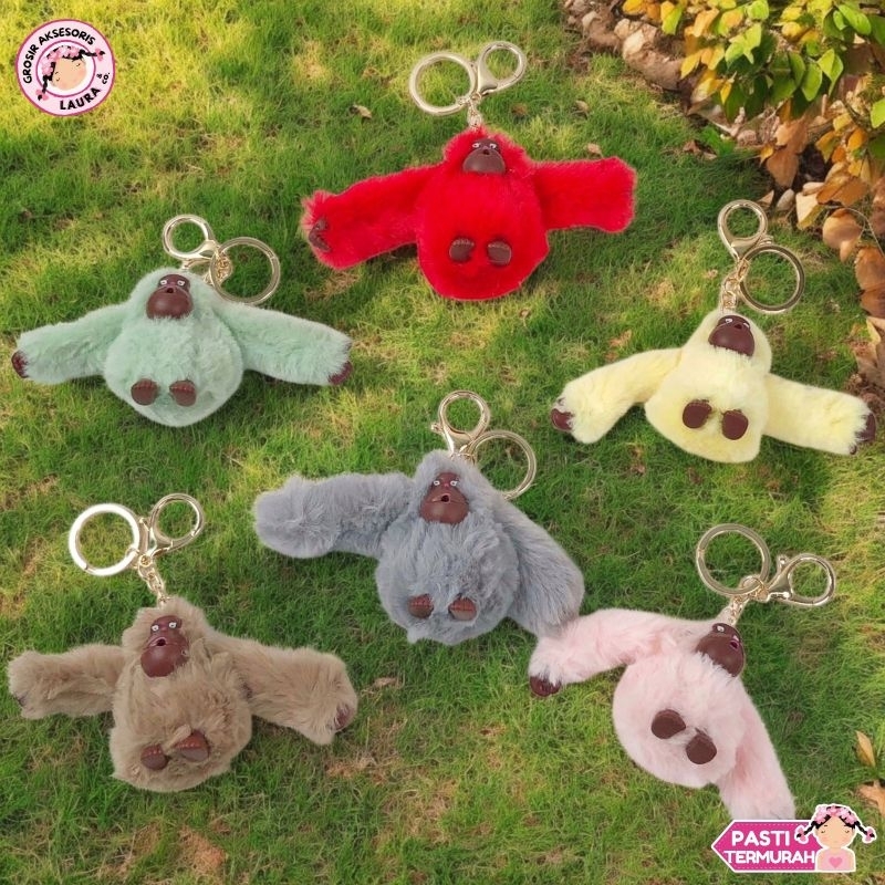 Jual Gantungan Kunci Pom Pom Bentuk Monyet Bulu Halus Tas Kipling Kera ...
