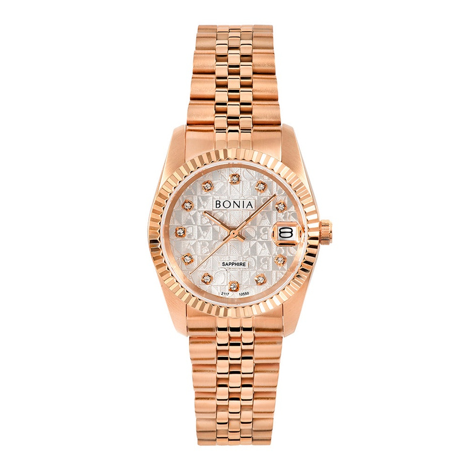 Jual Jam Tangan Wanita Bonia Noble White Monogram Dial Stainless Steel ...