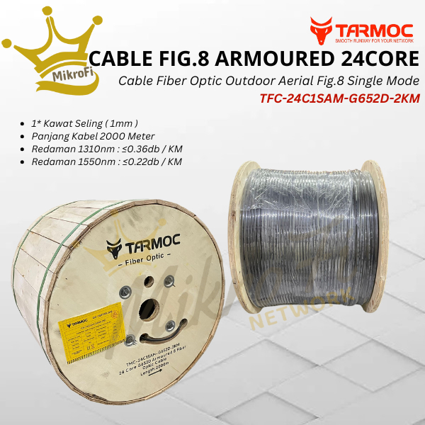 Jual Tarmoc Fiber Optic Cable Fig 8 Armoured 24 Core 2000m | Kabel ...