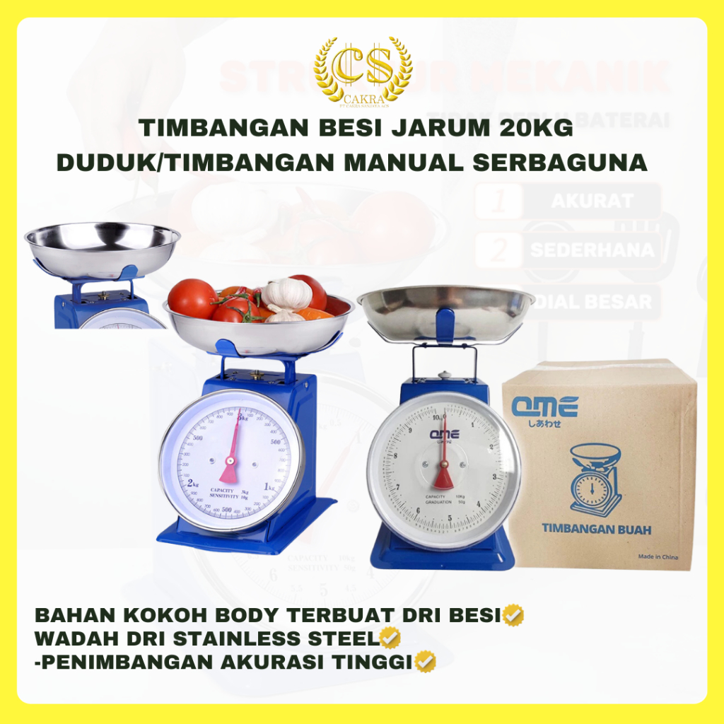 Jual CS Timbangan besi Jarum 20kg Duduk/Timbangan Manual/Timbangan Buah Laundry 20 KG Timbangan ...