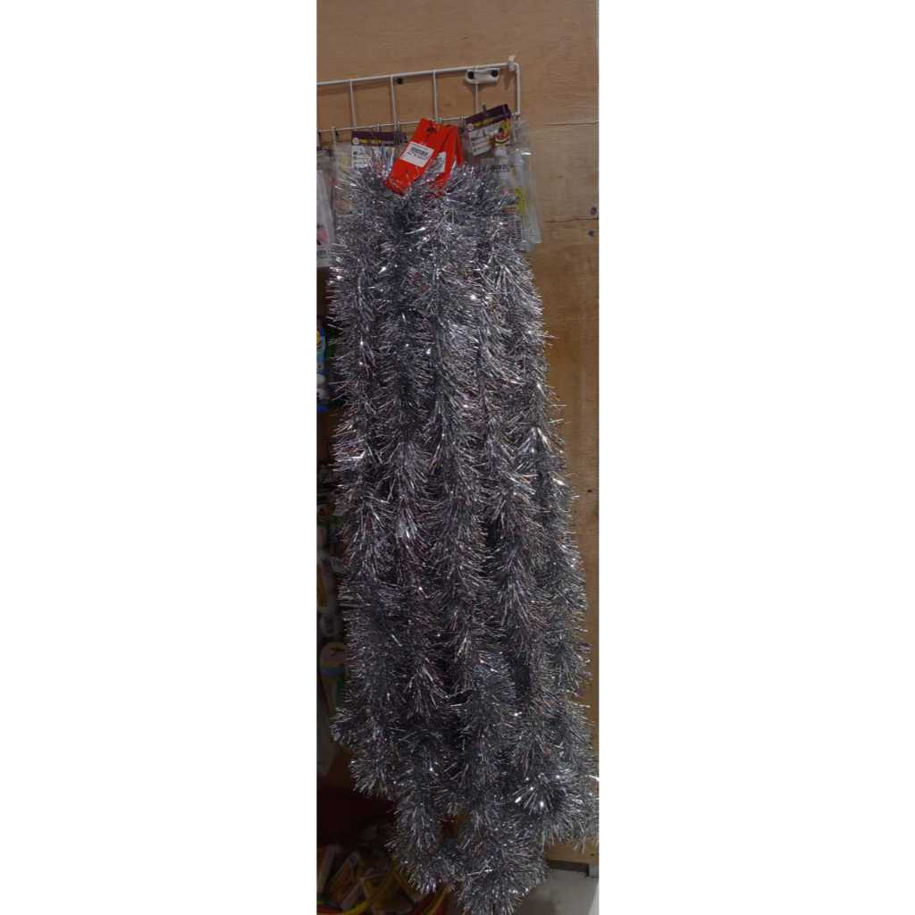 Jual SLENGER RUMPUT PERAK/SLENGER RUMBAI/AKSESORIS HIASAN POHON NATAL ...