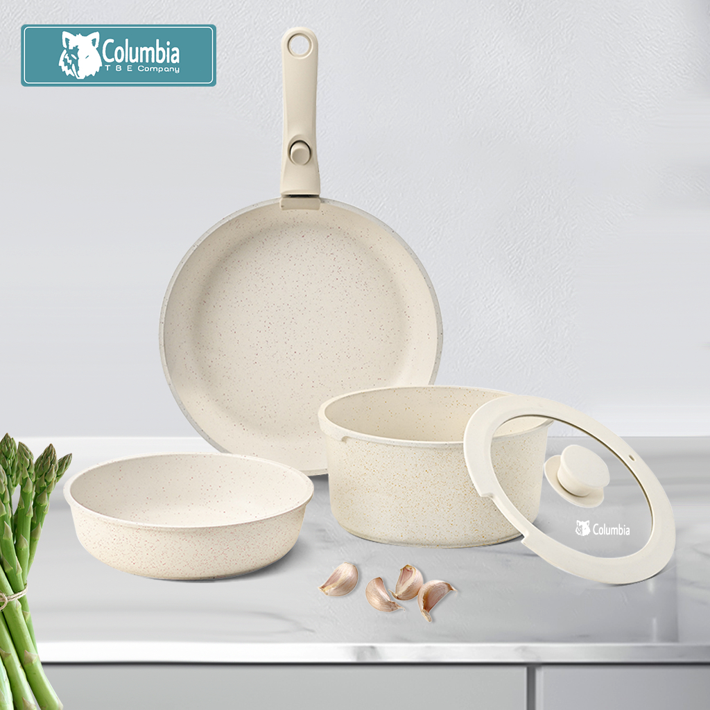 Jual COLUMBIA Set 5 Panci Wajan/Masak peralatan/Marble/Antilengket ...