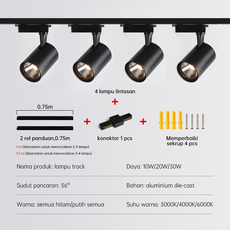 Jual LAMPU RELL TRACK LED SOROT LAMPU TRACKLIGHT REL SPOTLIGHT 10W/20W ...