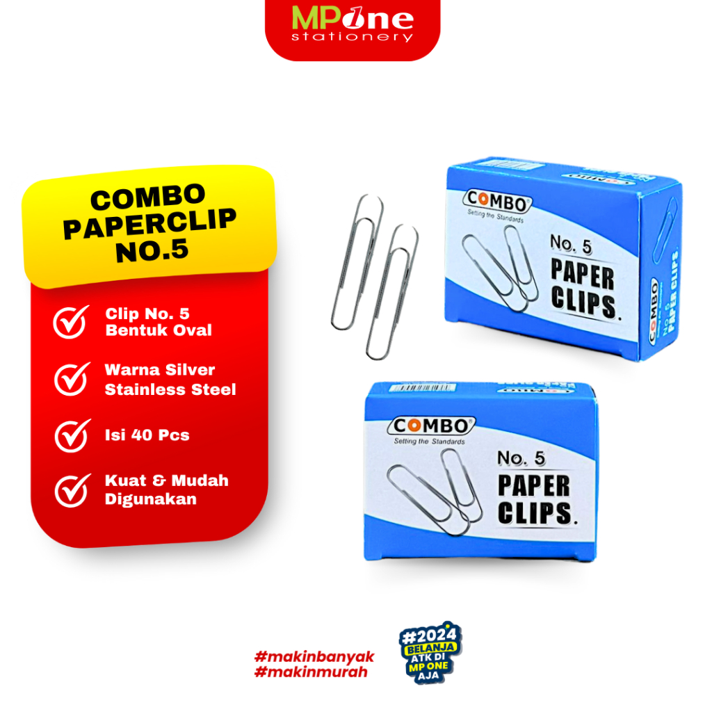 Jual (1 KOTAK) Combo Paper Clip Jumbo No. 5 / Penjepit Kertas Besar ...