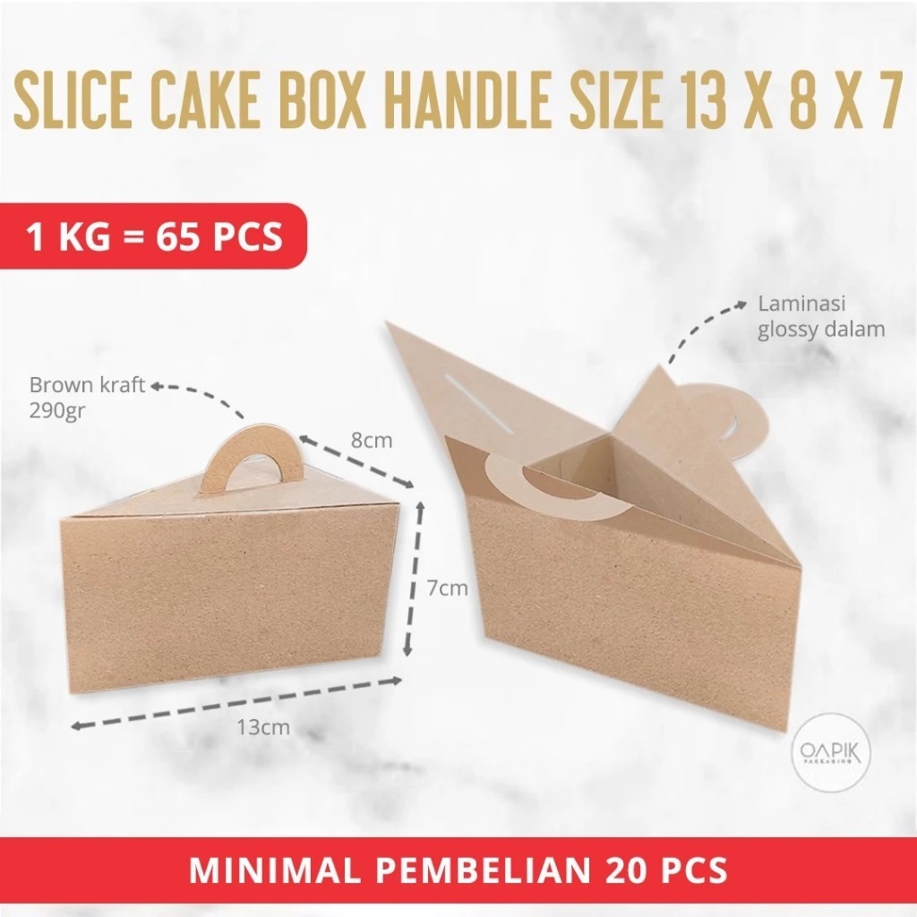 Jual Slice Cake Box Handle 13x8x7, Kemasan Kue, Kemasan Roti, Packaging ...
