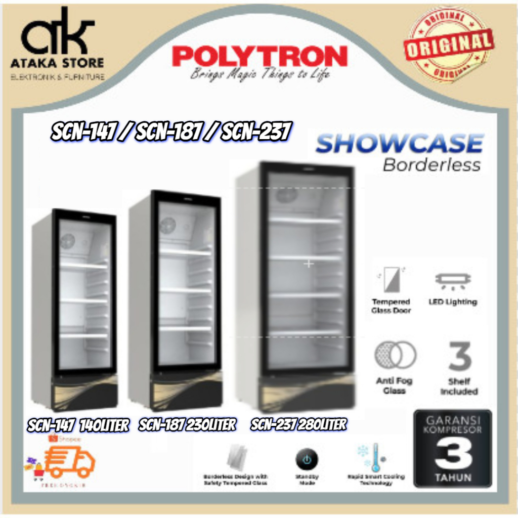 Jual SHOWCASE COOLER POLYTRON SCN147 / SCN187 / SCN237 Kulkas Lemari ...